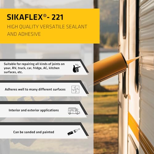 Sika Sikaflex-221, White, multi-purpose sealant/adhesive, polyurethane fast curing sealant, 10.1 fl. oz Cartridge