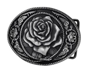 buckle rage adult womens western vintage rose ornate rope belt buckle silver