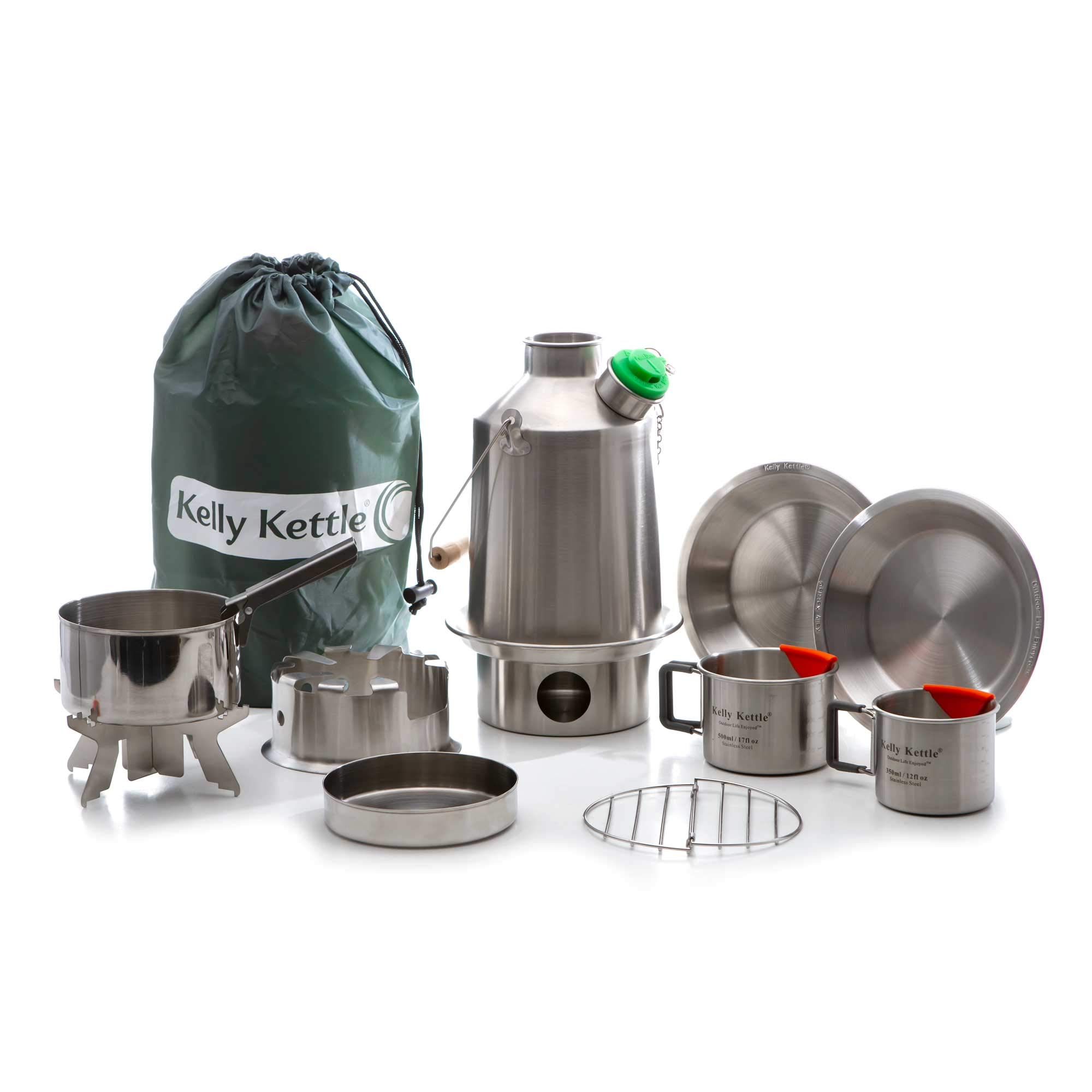 Kelly Kettle Ultimate Scout Kit 41 oz. Stainless Steel Camp Kettle, Lightweight Camping Kettle with Whistle, Camp Stove for Fishing, Hunting, Hiking, Survival Gear