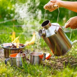 Kelly Kettle Ultimate Scout Kit 41 oz. Stainless Steel Camp Kettle, Lightweight Camping Kettle with Whistle, Camp Stove for Fishing, Hunting, Hiking, Survival Gear