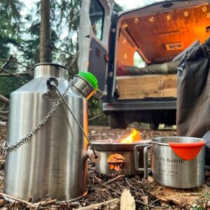 Kelly Kettle Ultimate Scout Kit 41 oz. Stainless Steel Camp Kettle, Lightweight Camping Kettle with Whistle, Camp Stove for Fishing, Hunting, Hiking, Survival Gear