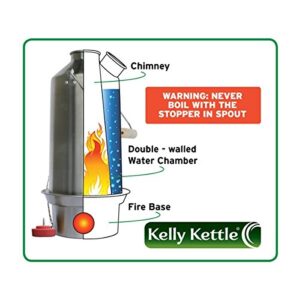 Kelly Kettle Ultimate Scout Kit 41 oz. Stainless Steel Camp Kettle, Lightweight Camping Kettle with Whistle, Camp Stove for Fishing, Hunting, Hiking, Survival Gear