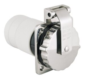 marinco 6401el-bx inlet, 63a 230v 3 wire, stainless steel,white