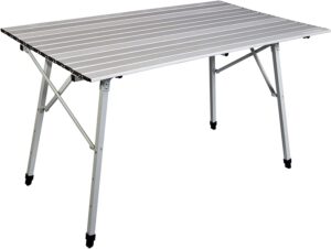 camp chef mesa aluminum camp table - portable, collapsible camping table for outdoor & camping gear - adjustable table height (27"-39")