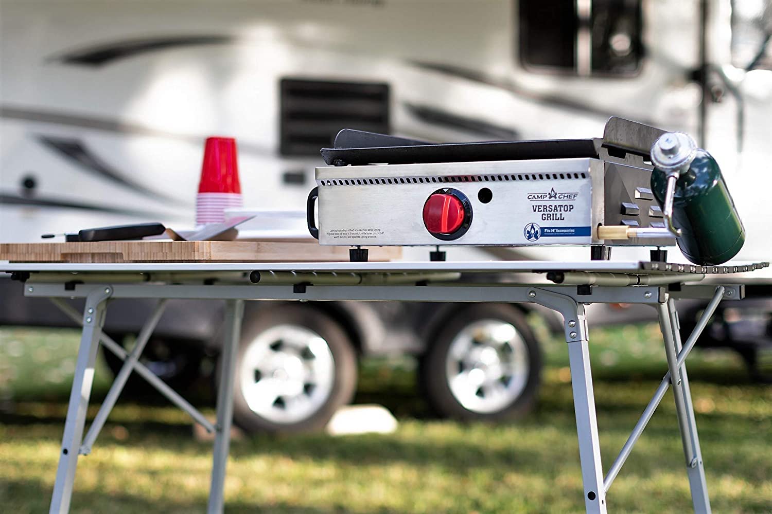 Camp Chef Mesa Aluminum Camp Table - Portable, Collapsible Camping Table for Outdoor & Camping Gear - Adjustable Table Height (27"-39")