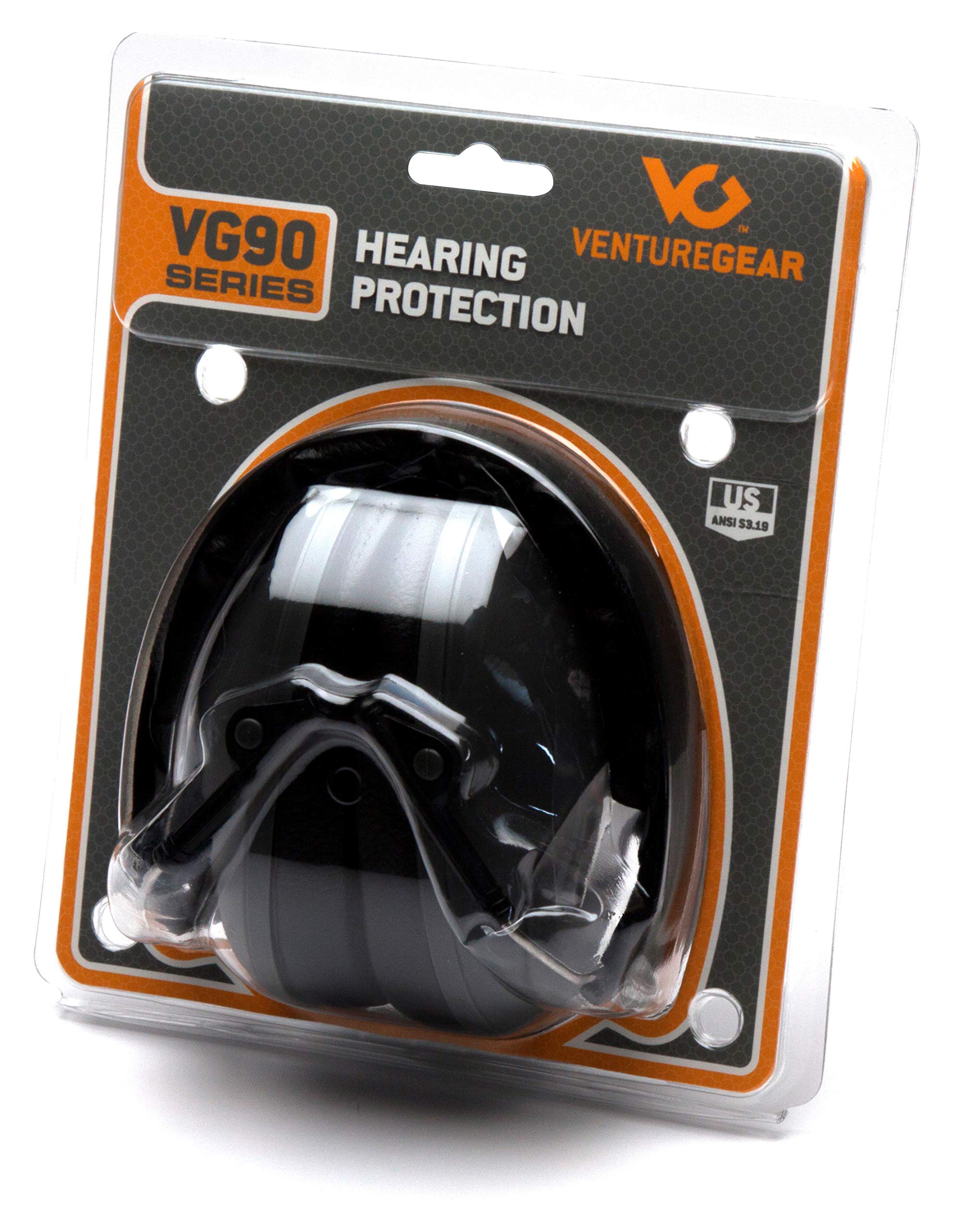 Venture Gear VG90 Series Hearing Protection Earmuff, Gray, VG Clamshell