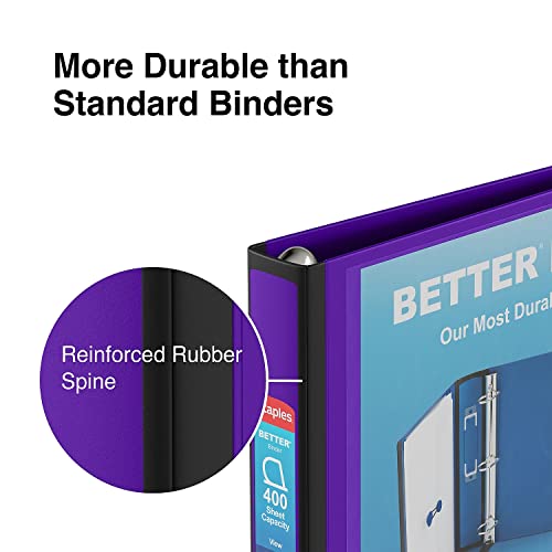 Staples 827604 1.5-Inch 3-Ring Better Binder Purple (19061)