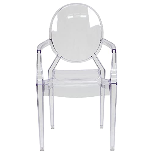 Flash Furniture Max 4 Pack Ghost Chair with Arms in Transparent Crystal