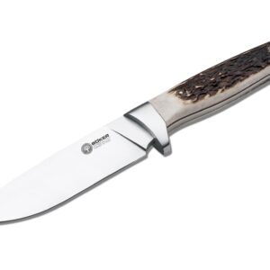 Boker 02BA351H Arbolito Hunter Stag Knife with 4 3/4 in. Steel Blade, Brown