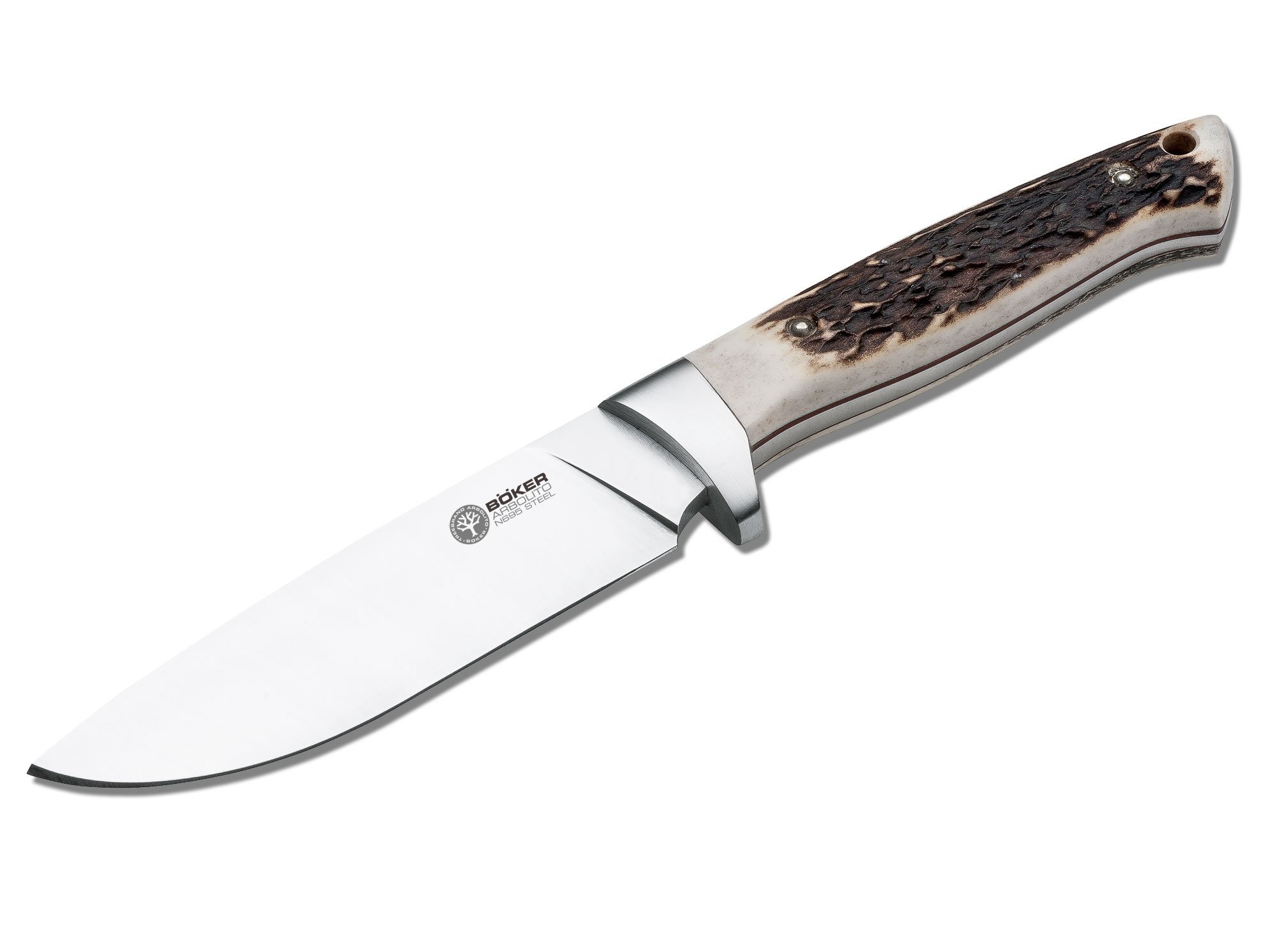 Boker 02BA351H Arbolito Hunter Stag Knife with 4 3/4 in. Steel Blade, Brown