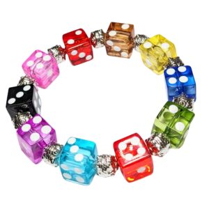 dice bracelet, casino bracelet for women, bunco bracelet gift, plastic beaded bracelet multi color 1 pc