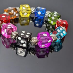 Dice Bracelet, Casino Bracelet For Women, Bunco Bracelet Gift, Plastic Beaded Bracelet Multi Color 1 pc