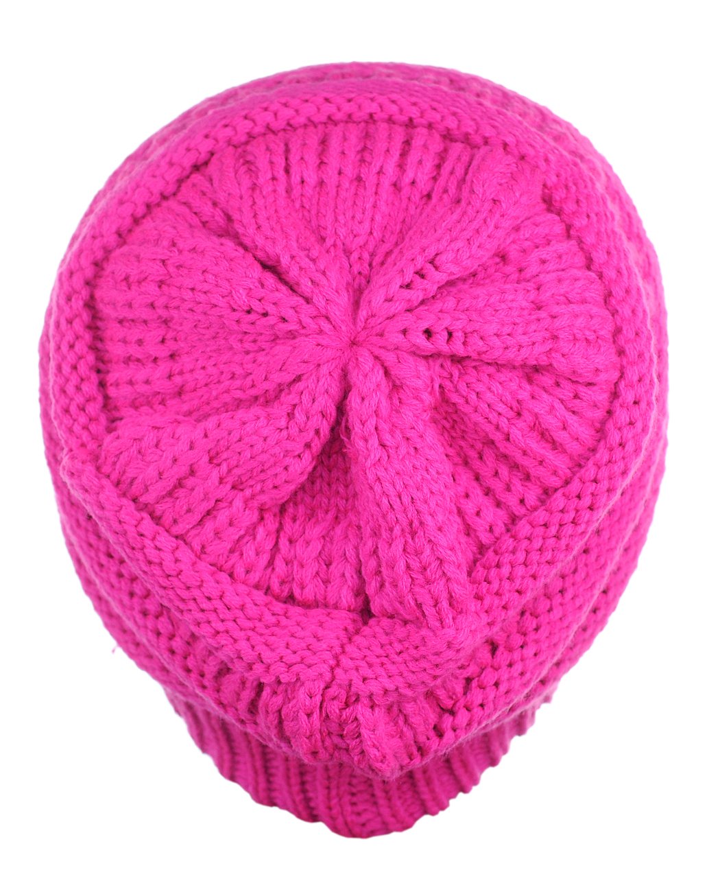 C.C Trendy Warm Chunky Soft Stretch Cable Knit Beanie Skully, Neon Pink