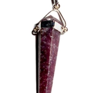 Sublime Gifts Premium Lepidolite Crystal Healing Cut Gemstone Point Pendant with Decorative Swinging Silver Metal Bail