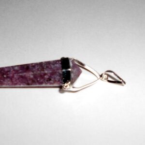 Sublime Gifts Premium Lepidolite Crystal Healing Cut Gemstone Point Pendant with Decorative Swinging Silver Metal Bail