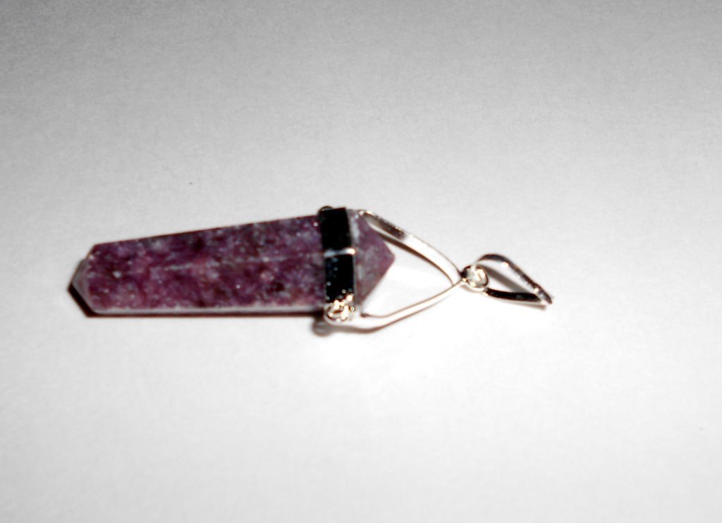 Sublime Gifts Premium Lepidolite Crystal Healing Cut Gemstone Point Pendant with Decorative Swinging Silver Metal Bail