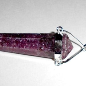 Sublime Gifts Premium Lepidolite Crystal Healing Cut Gemstone Point Pendant with Decorative Swinging Silver Metal Bail