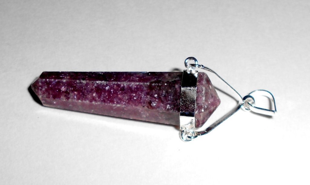 Sublime Gifts Premium Lepidolite Crystal Healing Cut Gemstone Point Pendant with Decorative Swinging Silver Metal Bail