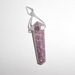 Sublime Gifts Premium Lepidolite Crystal Healing Cut Gemstone Point Pendant with Decorative Swinging Silver Metal Bail