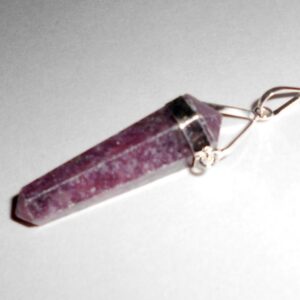 Sublime Gifts Premium Lepidolite Crystal Healing Cut Gemstone Point Pendant with Decorative Swinging Silver Metal Bail