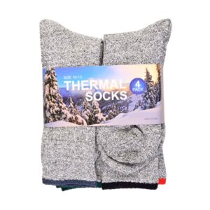 Eco Friendly Heavy Weight Recyled Cotton Winter Thermal Boot Socks 4 Pair (10-13, Color Tipping)