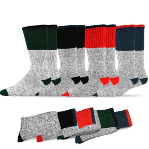 eco friendly heavy weight recyled cotton winter thermal boot socks 4 pair (9-11, color heel top)