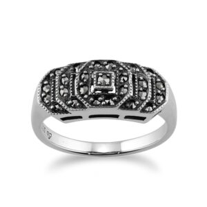 gemondo 925 sterling silver marcasite art deco style ring