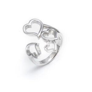 silverly women's 925 sterling silver 22.8 mm love open heart adjustable ring