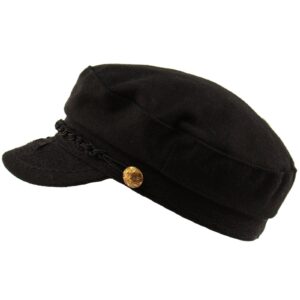 men's greek fisherman sailor fiddler winter wool driver hat flat cap s/m black