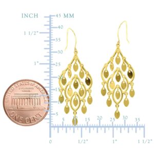 10k Real Yellow Gold Filigree Chandelier Dangle Earrings - 20mmX45mm, 1.71gr.