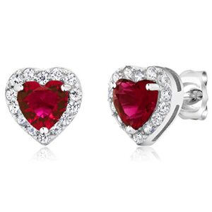 gem stone king 925 sterling silver heart shape halo cubic zirconia earring for women | 2.32 cttw | 5mm center stone | post brilliant round cz halo earrings