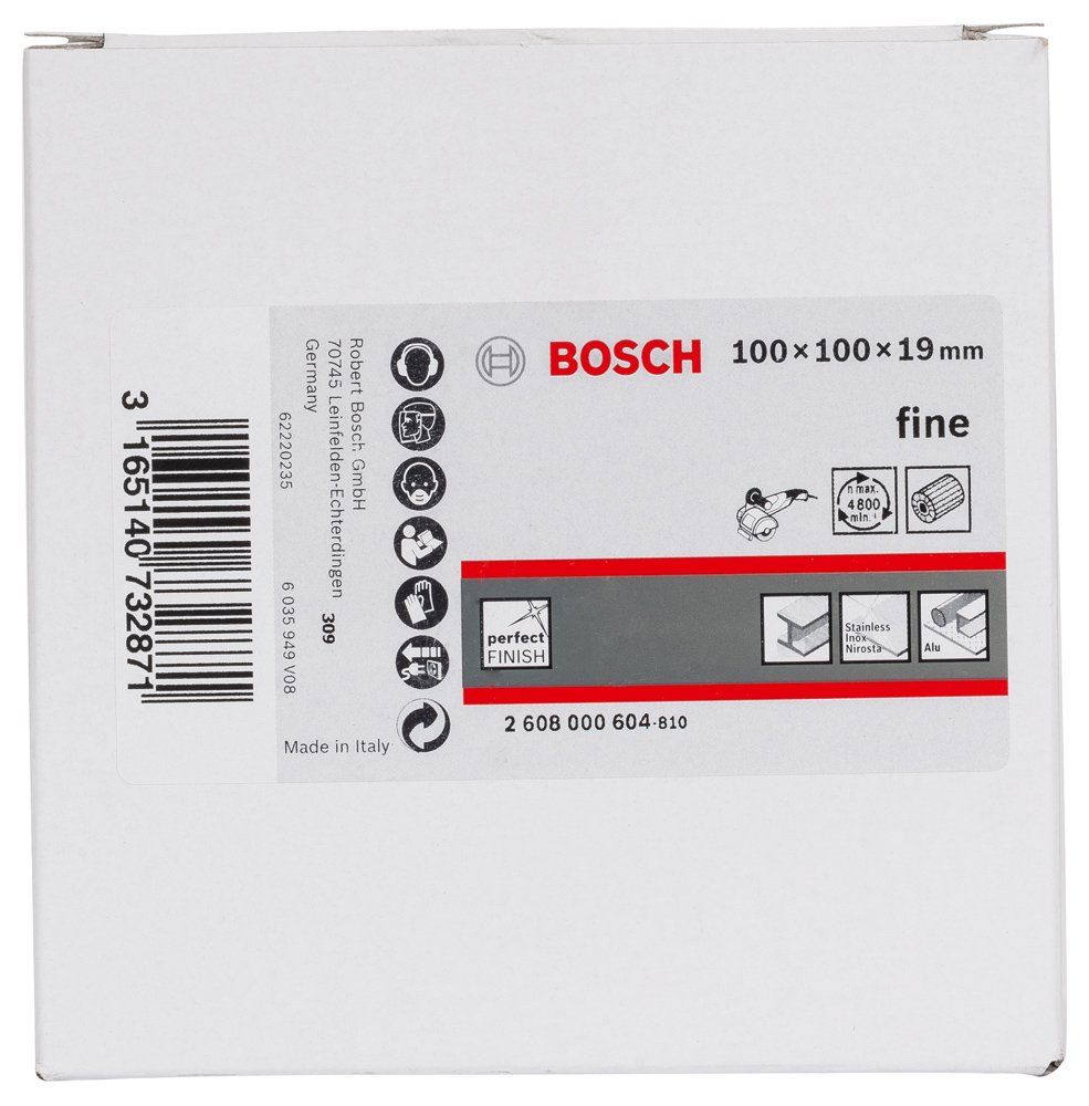 Bosch Professional 2608000604 Fine Flap Sanding Wheel with Fleece, Brown, 100 x 19 mm