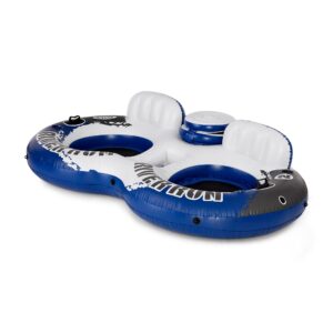 Intex 58837EP River Run 2 Inflatable Floating Lounge: Comfortable Backrests – Built-in Cup Holders – Cooler with Lid – 2 Person – 440lb Weight Capacity