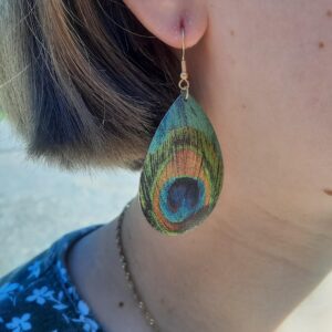 Peacock Tail Shimmer Earrings with Fish Hook Post (2)