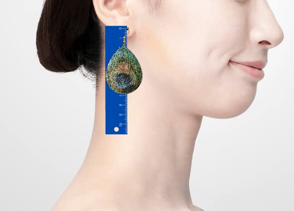 Peacock Tail Shimmer Earrings with Fish Hook Post (2)