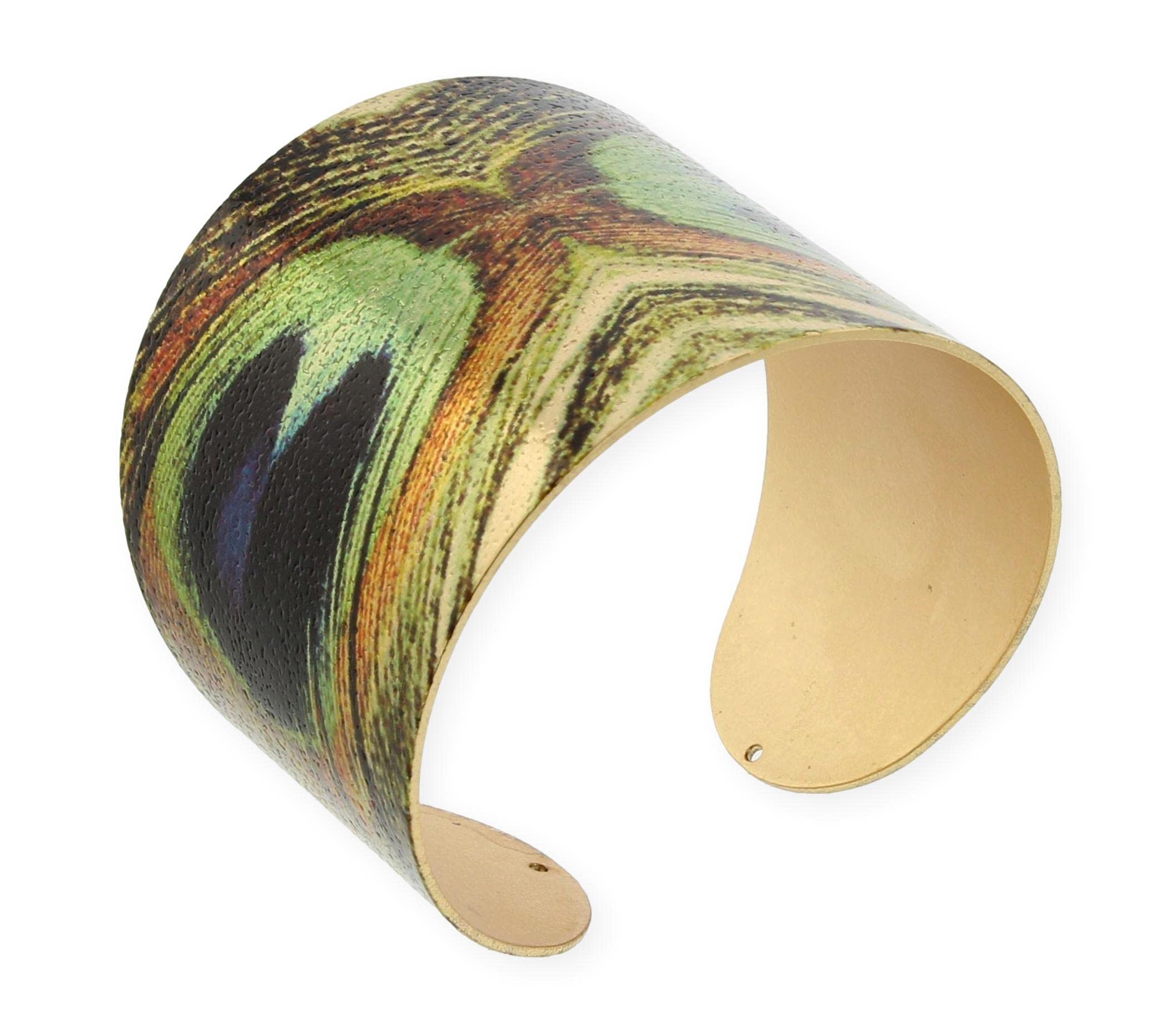 Rain Jewelry Peacock Tail Feather Wide Cuff Bracelet