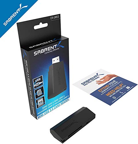 SABRENT SuperSpeed 2 Slot USB 3.0 Flash Memory Card Reader for Windows, Mac, Linux, and Certain Android Systems Supports SD, SDHC, SDXC, MMC/MicroSD, T Flash [Black] (CR-UMSS)