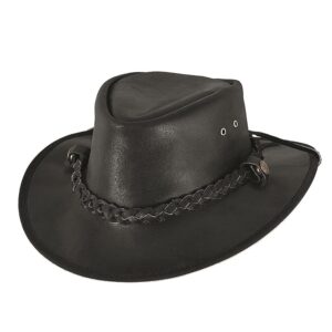 bullhide men's cessnock leather western cowboy hat 3" brim, black, medium