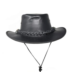 BULLHIDE Men's Cessnock Leather Western Cowboy Hat 3" Brim, Black, Medium