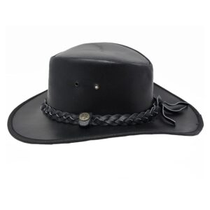 BULLHIDE Men's Cessnock Leather Western Cowboy Hat 3" Brim, Black, Medium