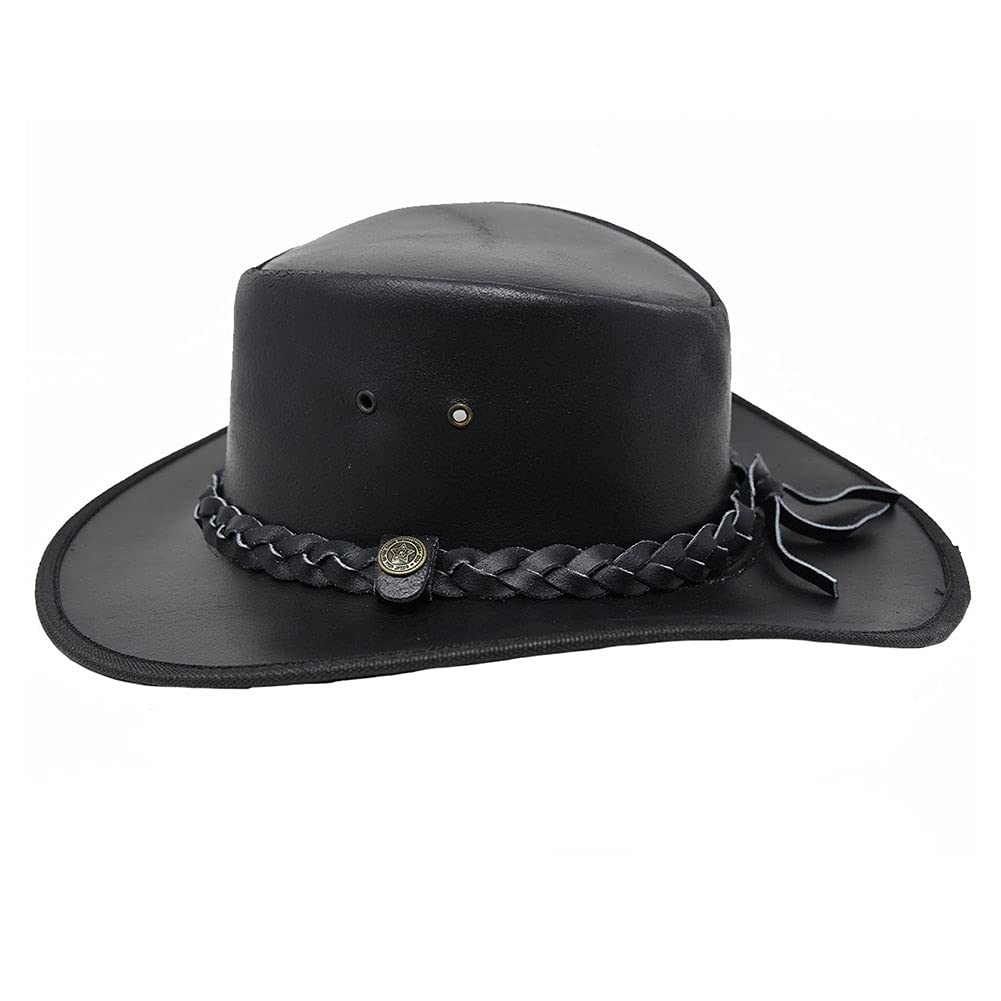 BULLHIDE Men's Cessnock Leather Western Cowboy Hat 3" Brim, Black, Large