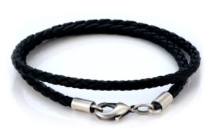 bico 4mm black braided necklace 18 inch long (cl14 black 18in)