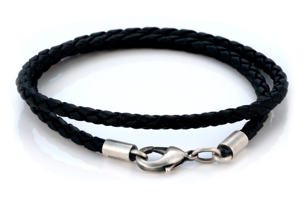 BICO 4mm Black Braided Necklace 18 inch Long (CL14 Black 18in)