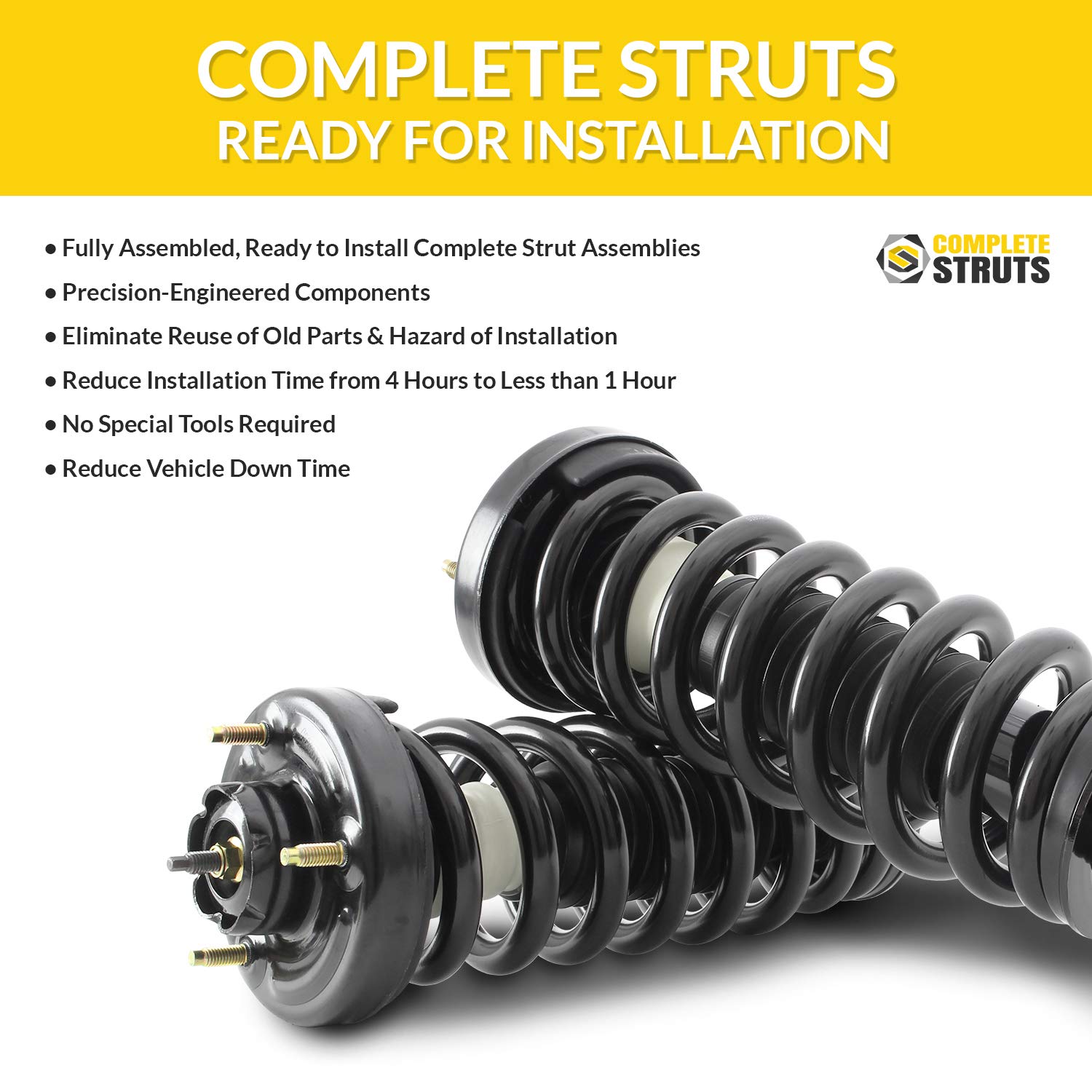 COMPLETESTRUTS Front Quick Complete Strut Assemblies with Coil Springs Replacement for 2001-2012 Ford Escape - Set of 2