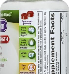 Vitafusion Extra Strength Vitamin B12 Gummy Vitamins for Energy Metabolism Support and Nervous System Health Support, Cherry Flavored, America’s Number 1 Brand, 45 Day Supply, 90 Count