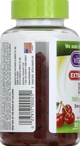 Vitafusion Extra Strength Vitamin B12 Gummy Vitamins for Energy Metabolism Support and Nervous System Health Support, Cherry Flavored, America’s Number 1 Brand, 45 Day Supply, 90 Count