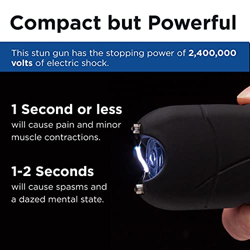 Mace Brand 2,400,000 Volt Ergo Stun Gun with Bright LED Light (Black) – Features On/Off Safety Switch, Stun Button – Holster Included, Rechargeable Battery, Mace Stun Gun for Self Defense, Made in USA