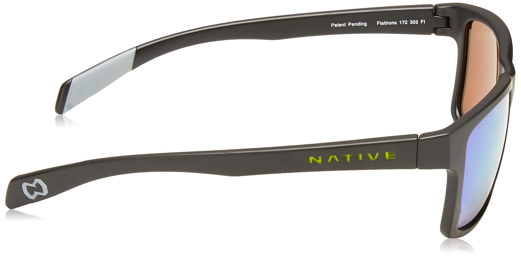 Native Eyewear Flatirons Polarized Rectangular Sunglasses, Asphalt Frame/Green Reflex, 55 mm