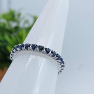 Dazzlingrock Collection 1.80 Carat (Ctw) 14K Blue Sapphire Women Eternity Wedding Stackable Ring 1 3/4 CT, White Gold, Size 8