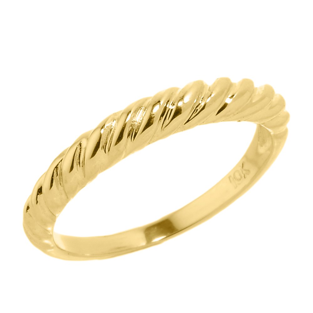 Stackable 10k Yellow Gold Mid Finger Twisted Knot Knuckle Ring, Size 8